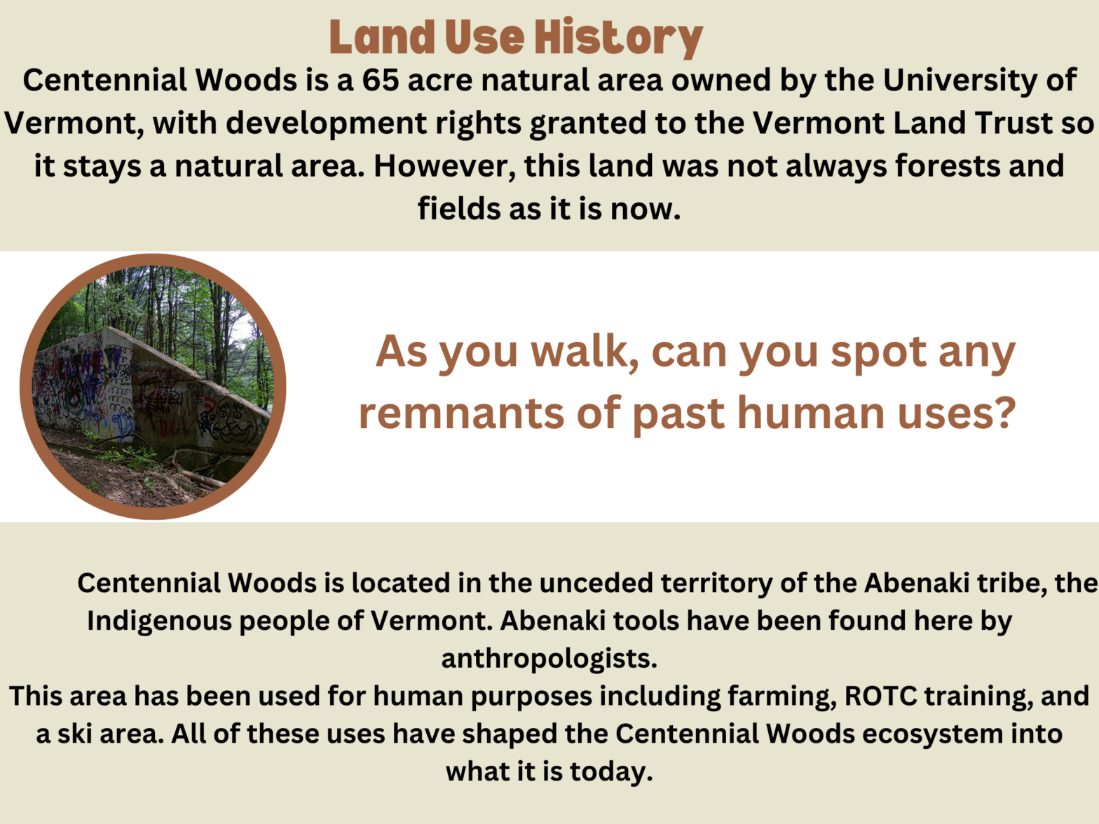 Land Use History – Centennial Woods Ecological Restoration Scavenger Hunt
