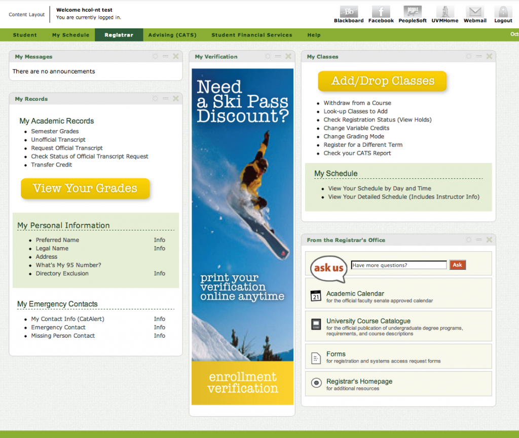 Current Student Pages | myUVM Support