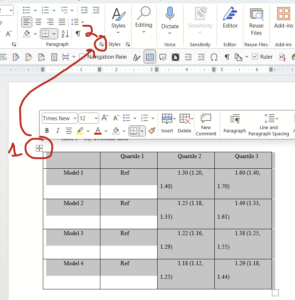 Optimizing tables in Microsoft Word and Powerpoint for grants, research manuscripts, and ...