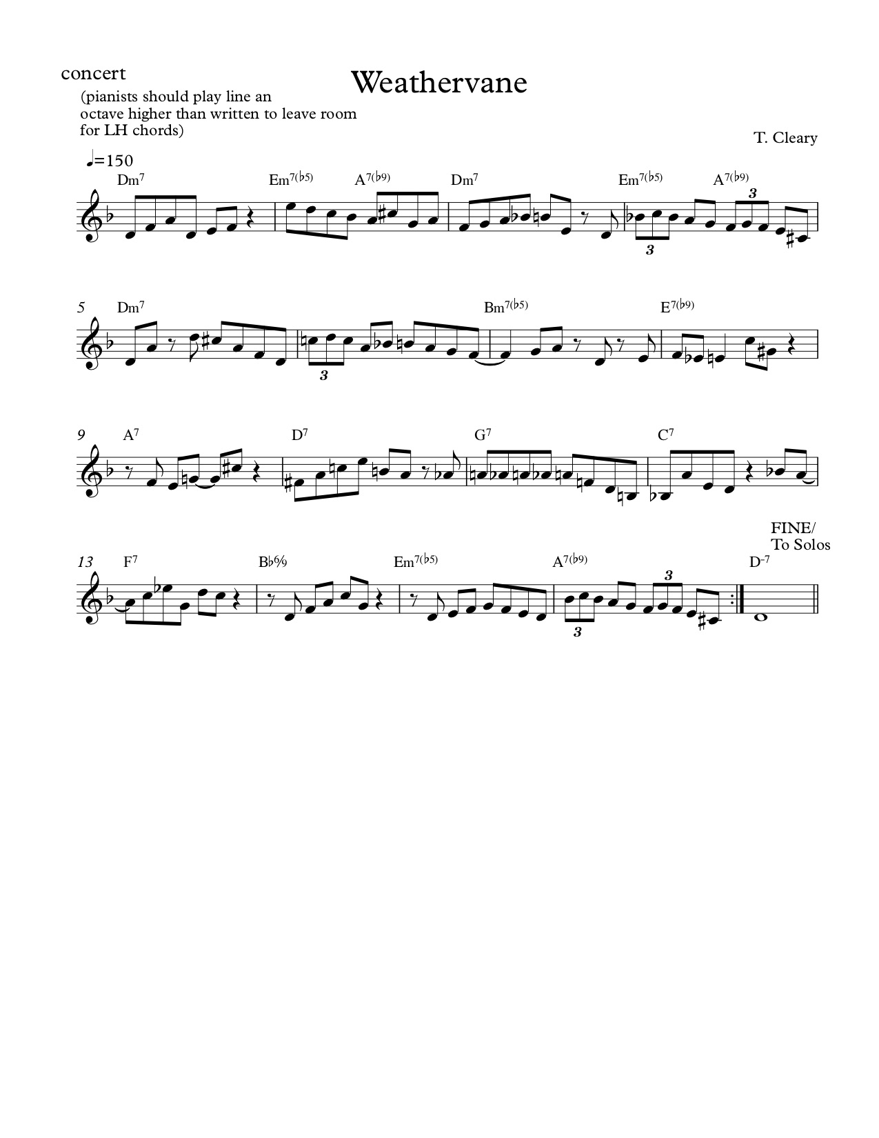 ‘Weathervane’ – a tune on ‘Yesterdays’ changes | BirdFeed